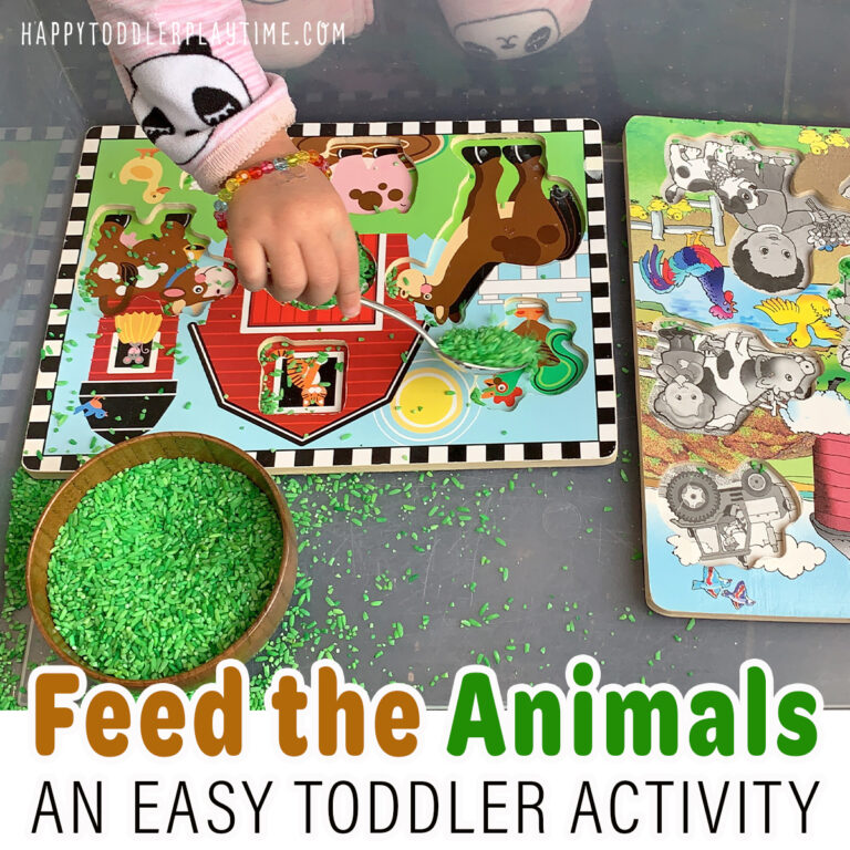 Feed the Animals: An Easy Toddler Activity - Happy Toddler Playtime