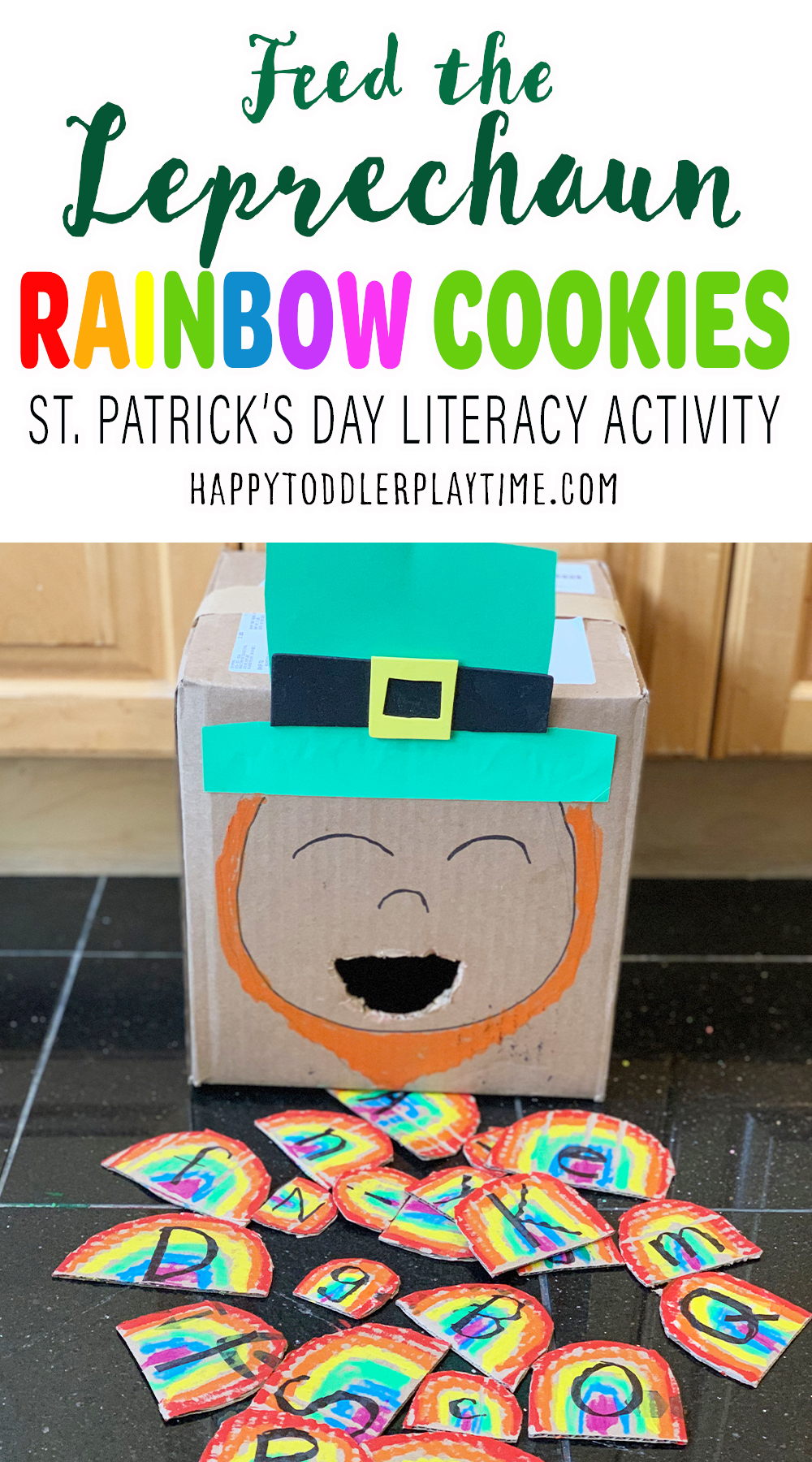 Feed the Leprechaun Rainbow Cookies Game - Happy Toddler Playtime