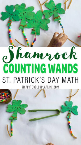 Shamrock Counting Wands: St. Patrick's Day Math - Happy Toddler Playtime