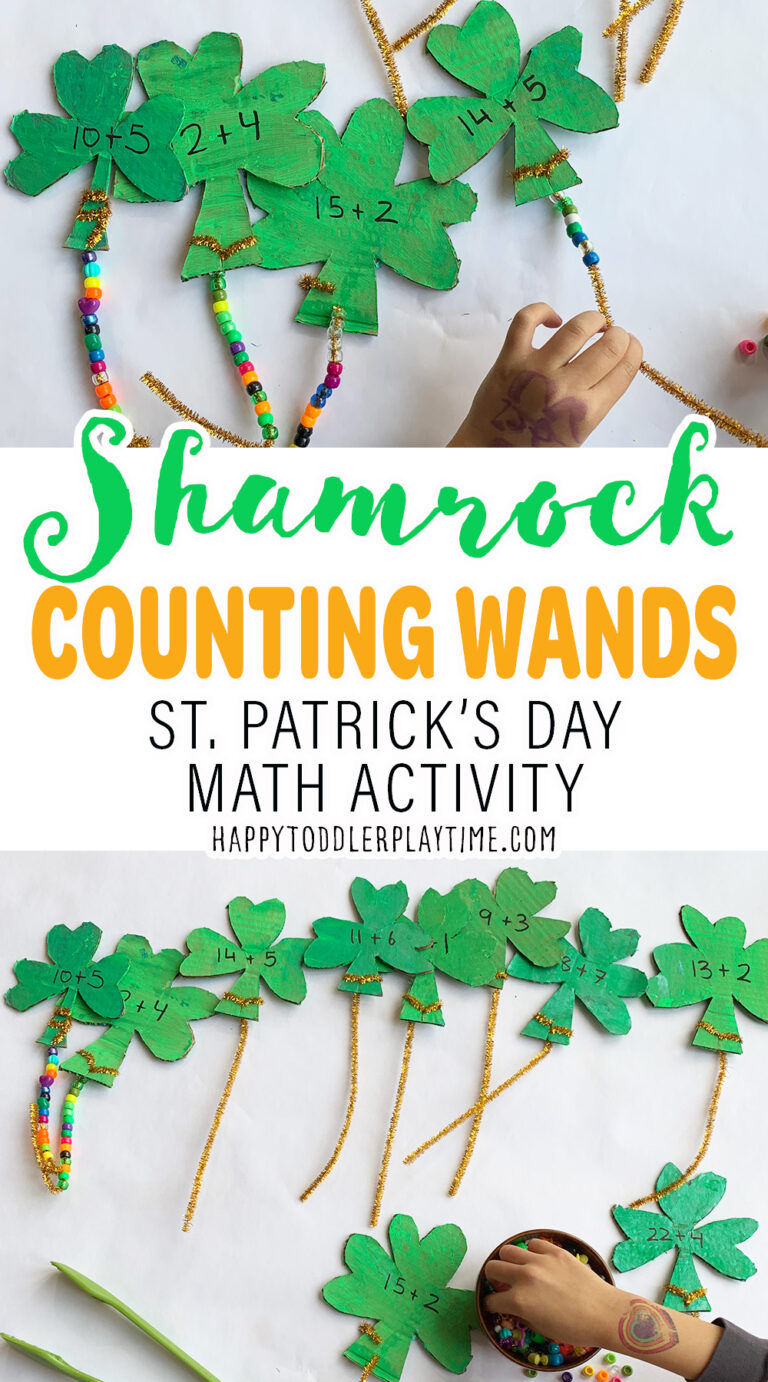 Shamrock Counting Wands: St. Patrick's Day Math - Happy Toddler Playtime