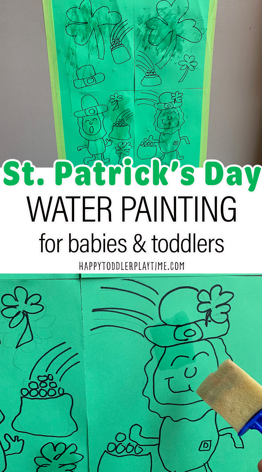 St. Patrick's Day Water Painting For Toddlers - Happy Toddler Playtime