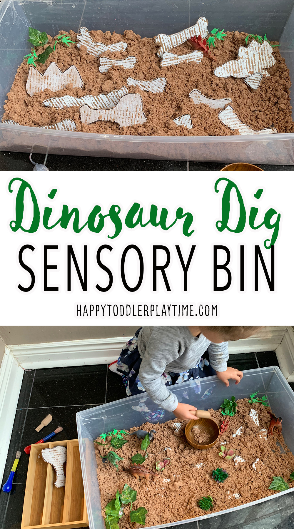 Dinosaur Dig Sensory Bin for Kids - Happy Toddler Playtime