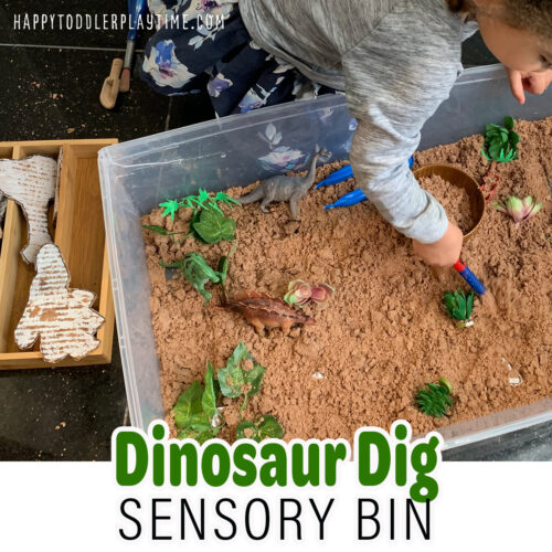 Dinosaur Dig Sensory Bin for Kids - Happy Toddler Playtime