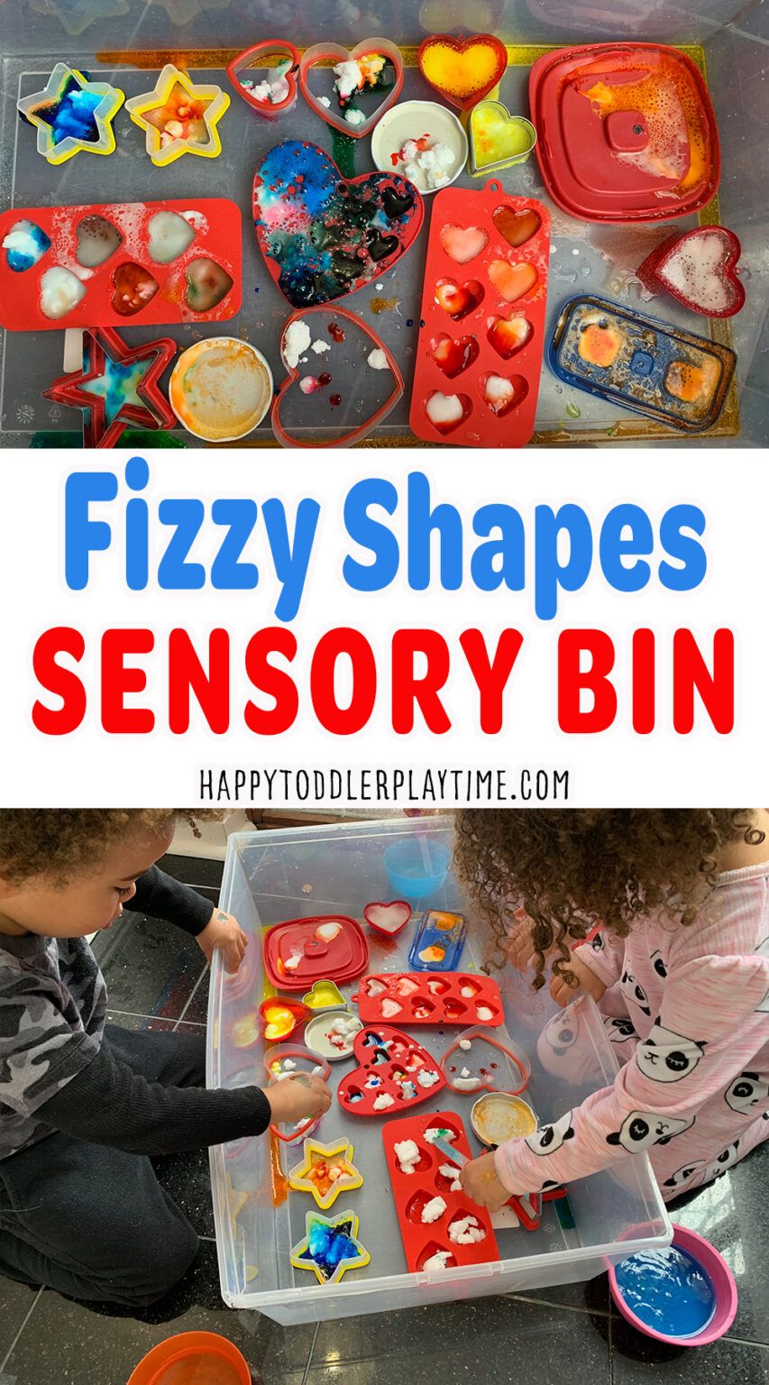 Fizzy Shapes Sensory Bin - Happy Toddler Playtime
