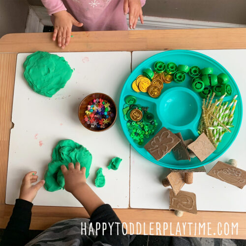 DIY St. Patrick's Day Stamps: Play Dough Activity - Happy Toddler Playtime