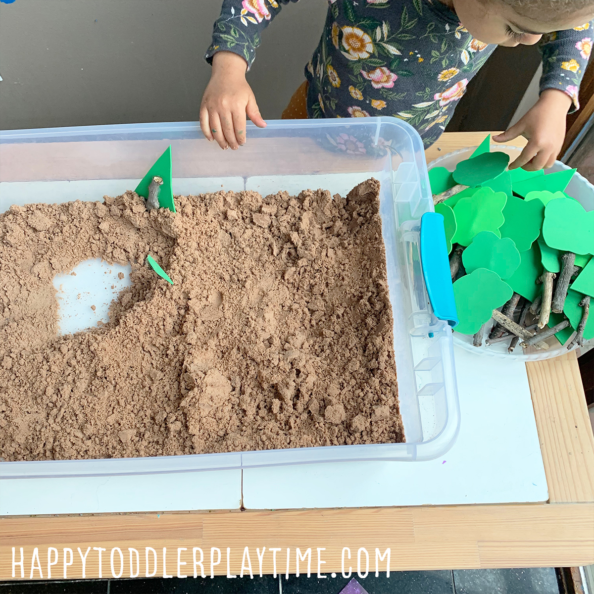 Plant the Trees Sensory Bin for Earth Day - Happy Toddler Playtime