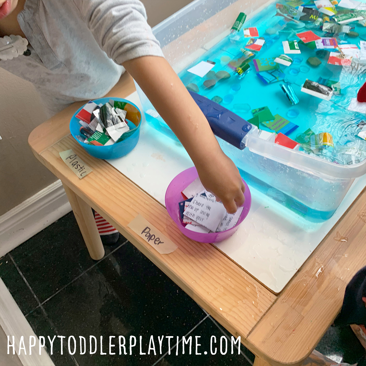 Earth Day Ocean Sort & Clean Up Sensory Bin - Happy Toddler Playtime