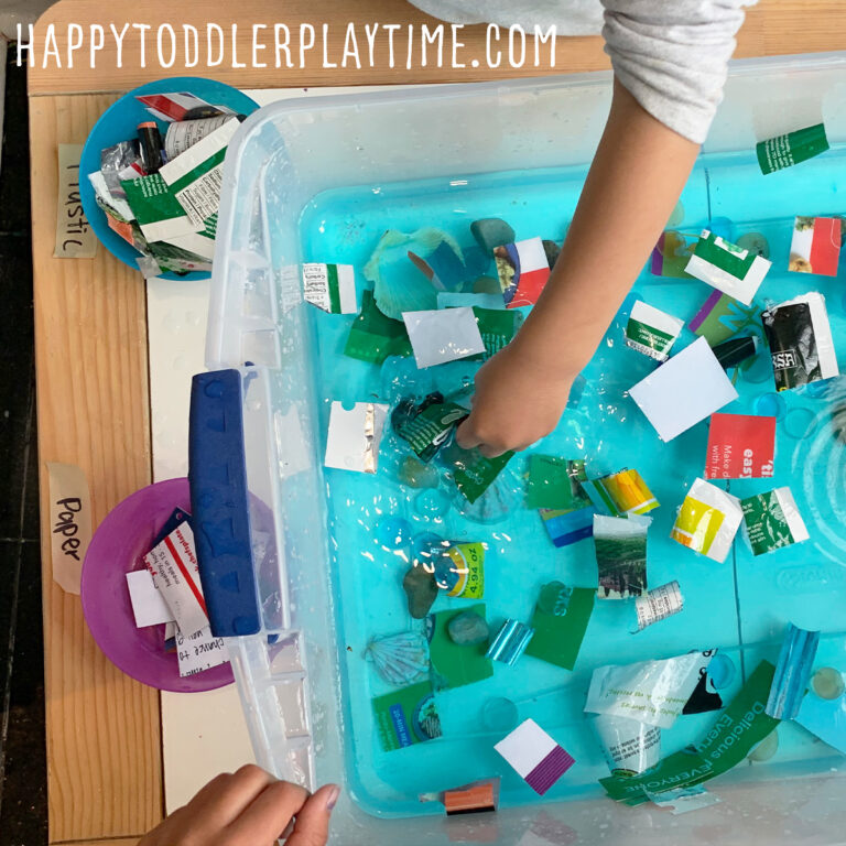 Earth Day Ocean Sort & Clean Up Sensory Bin - Happy Toddler Playtime