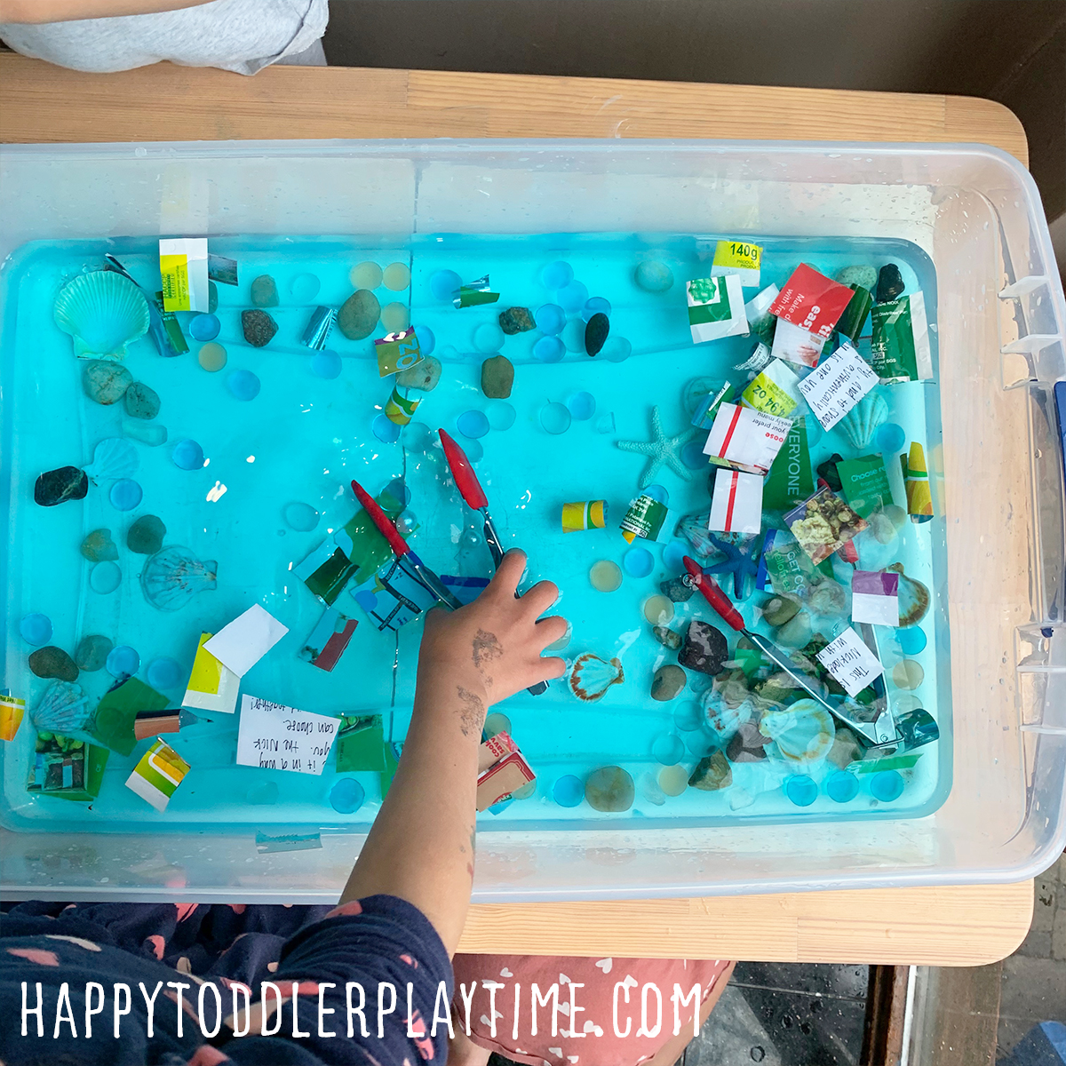 Earth Day Ocean Sort & Clean Up Sensory Bin - Happy Toddler Playtime