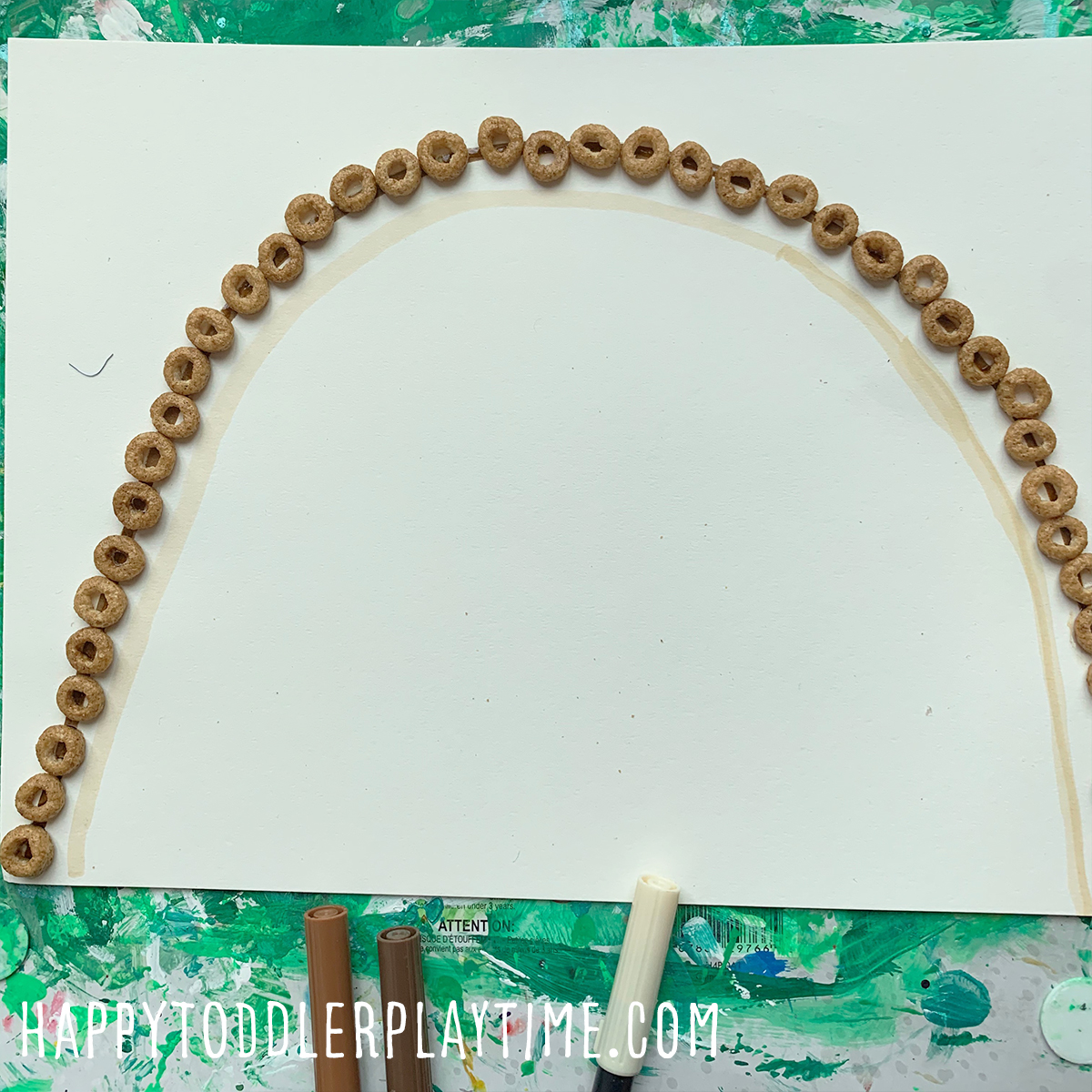 Brown Rainbow Craft using Cheerios - Happy Toddler Playtime