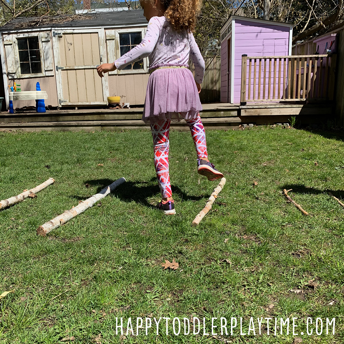 Stick Ladder Outdoor Gross Motor Activity - Happy Toddler Playtime