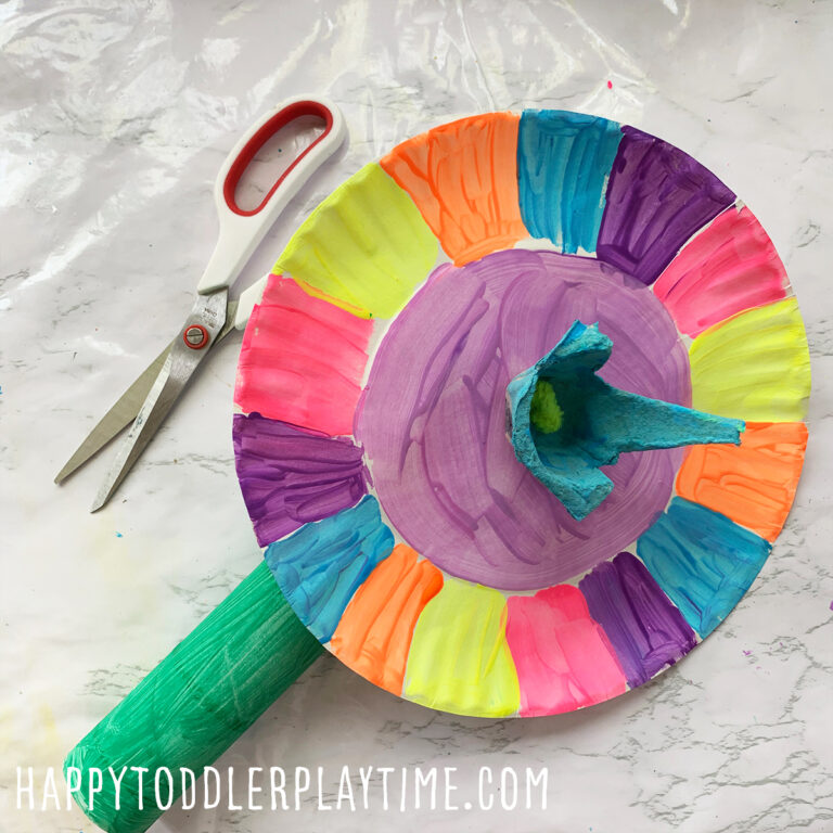 Spinning Paper Plate Flower Craft - Happy Toddler Playtime