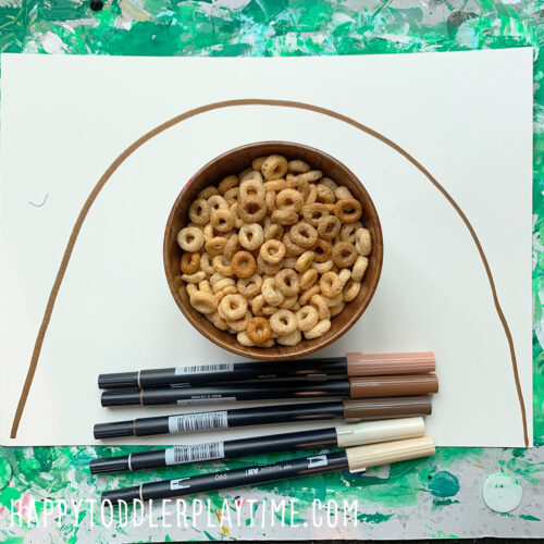 Brown Rainbow Craft using Cheerios - Happy Toddler Playtime