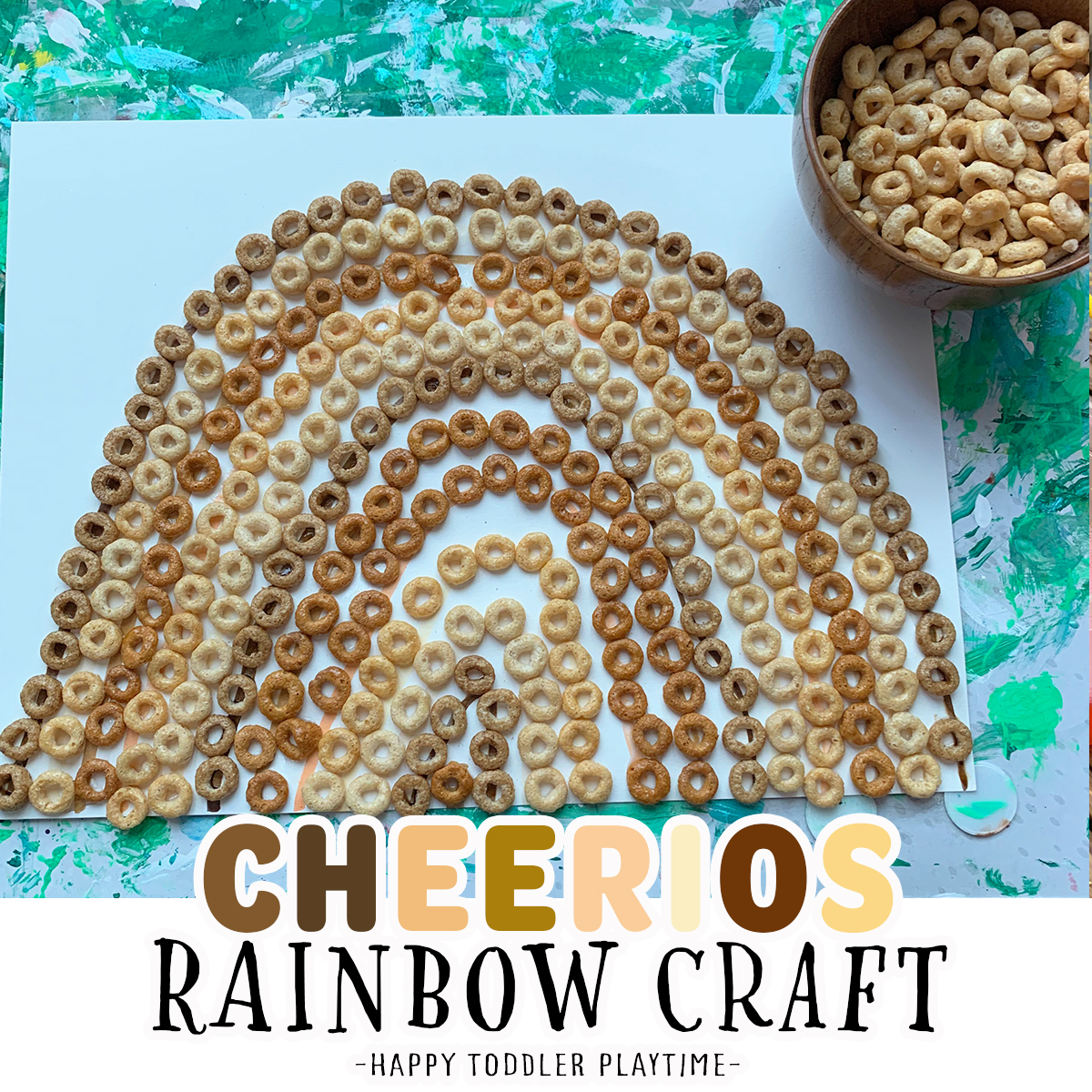 Brown Rainbow Craft using Cheerios - Happy Toddler Playtime