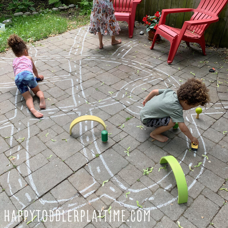Sidewalk Chalk Road: Easy Summer Activity - Happy Toddler Playtime