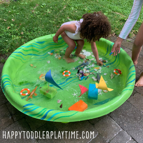 Sponge Boats Sensory Bin - Happy Toddler Playtime