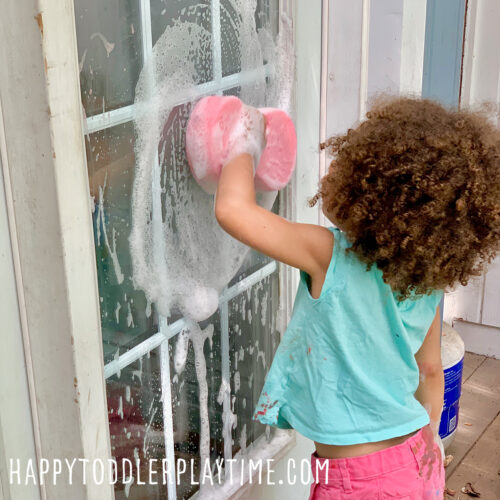 Window Washing Summer Activity - Happy Toddler Playtime