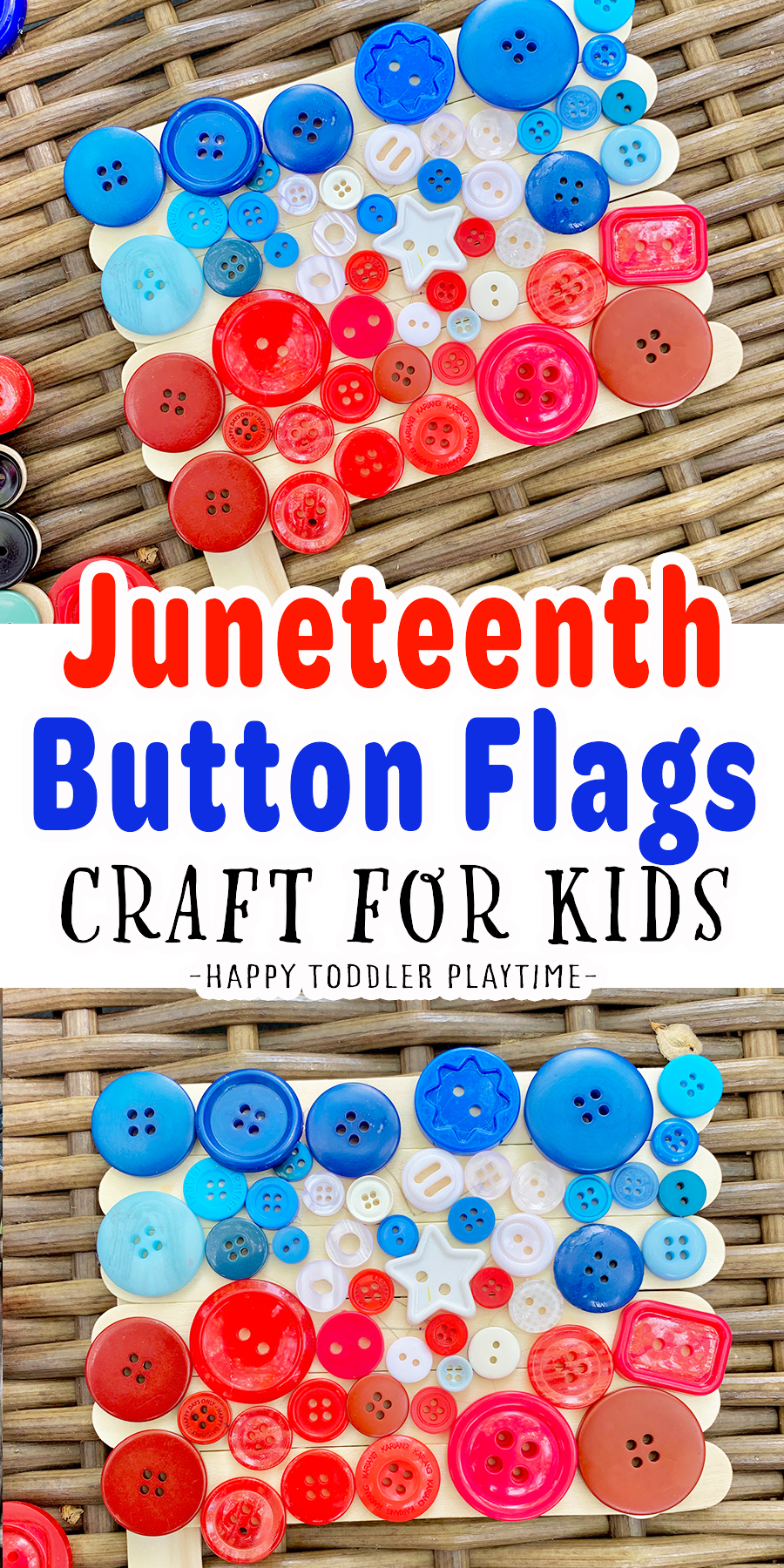 Juneteenth Button Flag Craft - Happy Toddler Playtime