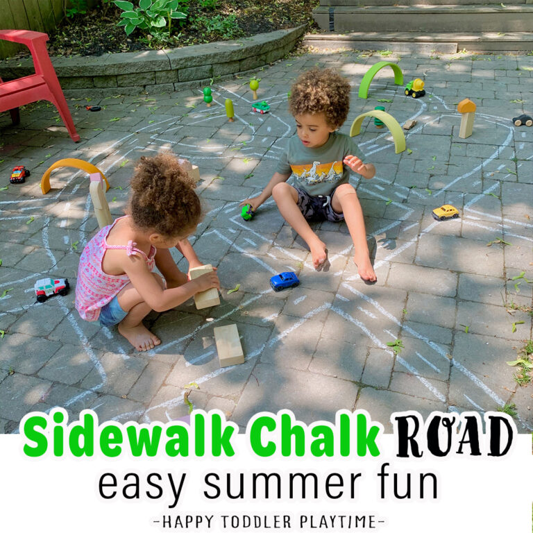 Sidewalk Chalk Road: Easy Summer Activity - Happy Toddler Playtime
