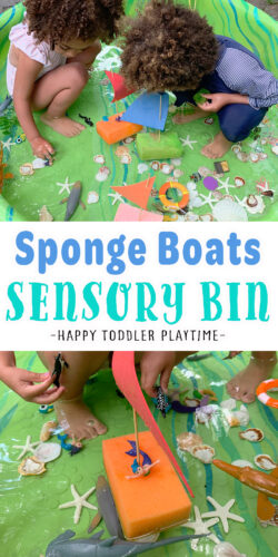 Sponge Boats Sensory Bin - Happy Toddler Playtime