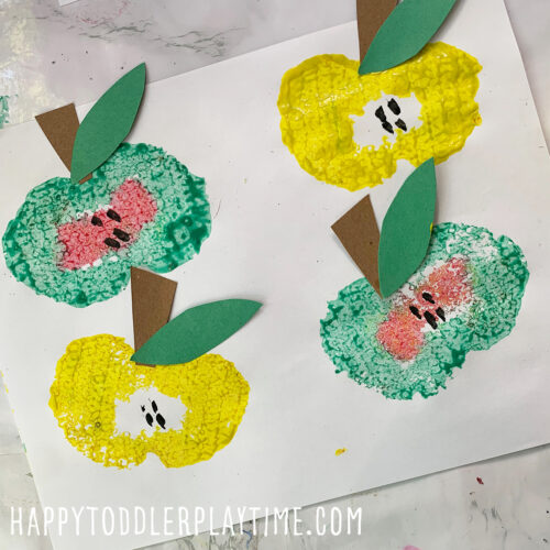 Apple Sponge Stamping Craft - Happy Toddler Playtime