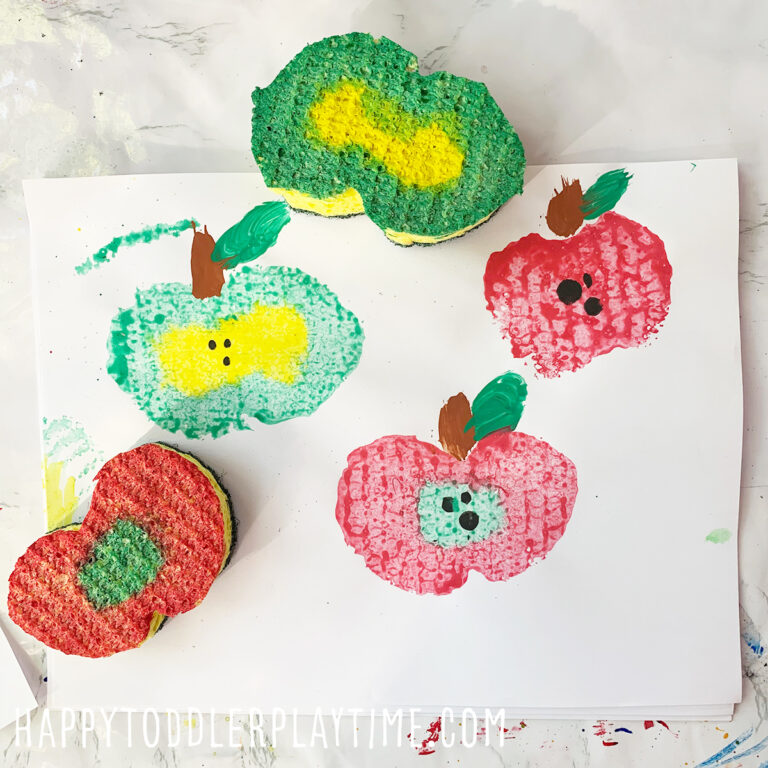 Apple Sponge Stamping Craft - Happy Toddler Playtime