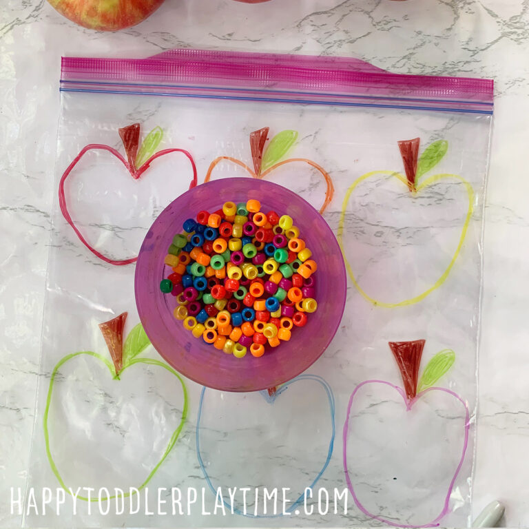 Apple Colour Sorting Sensory Bag - Happy Toddler Playtime