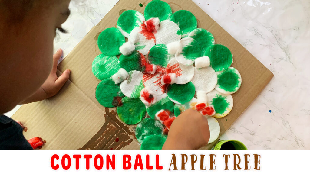 Cotton Ball Apple Tree Craft - Happy Toddler Playtime