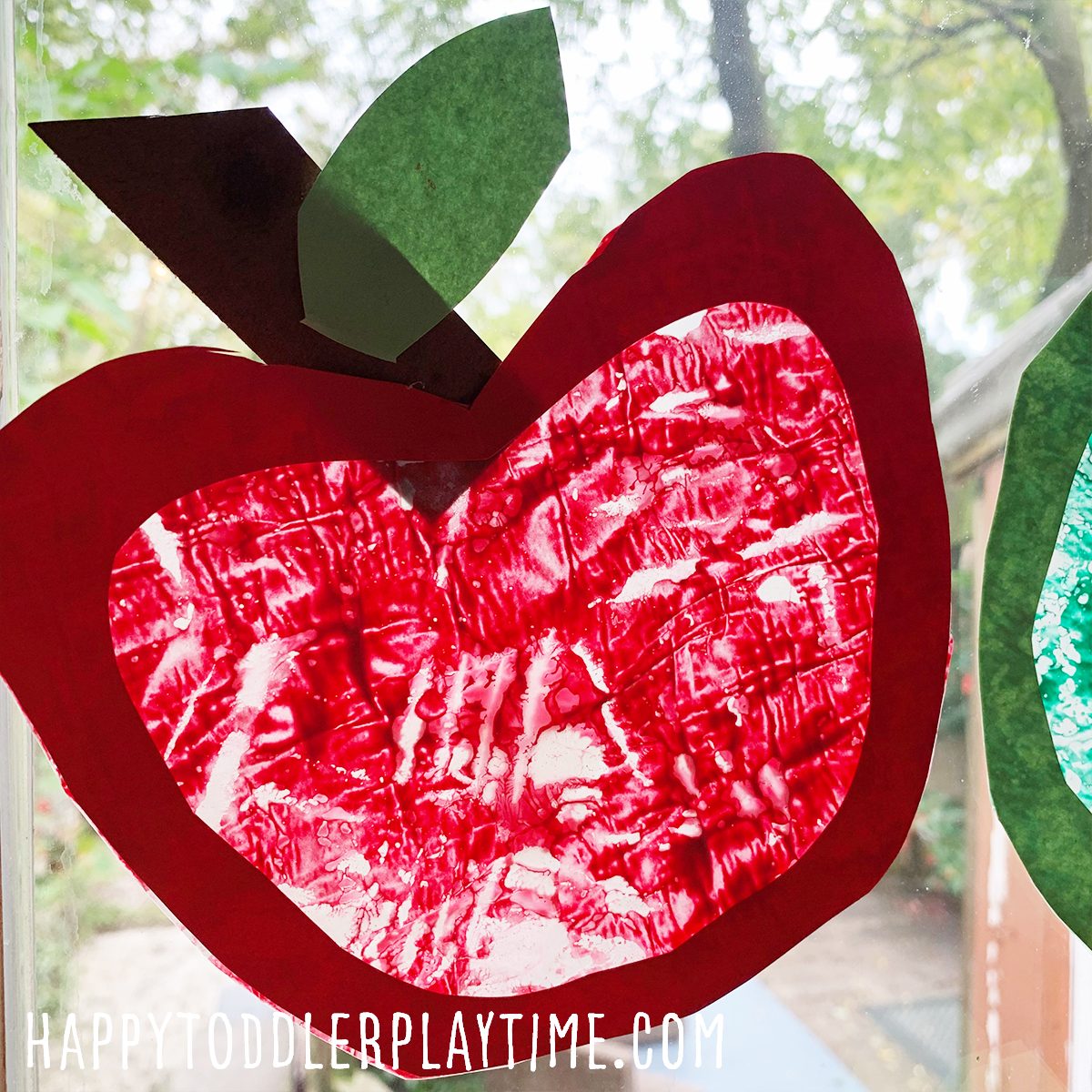 Painted Apple Suncatcher Craft for Kids - Happy Toddler Playtime