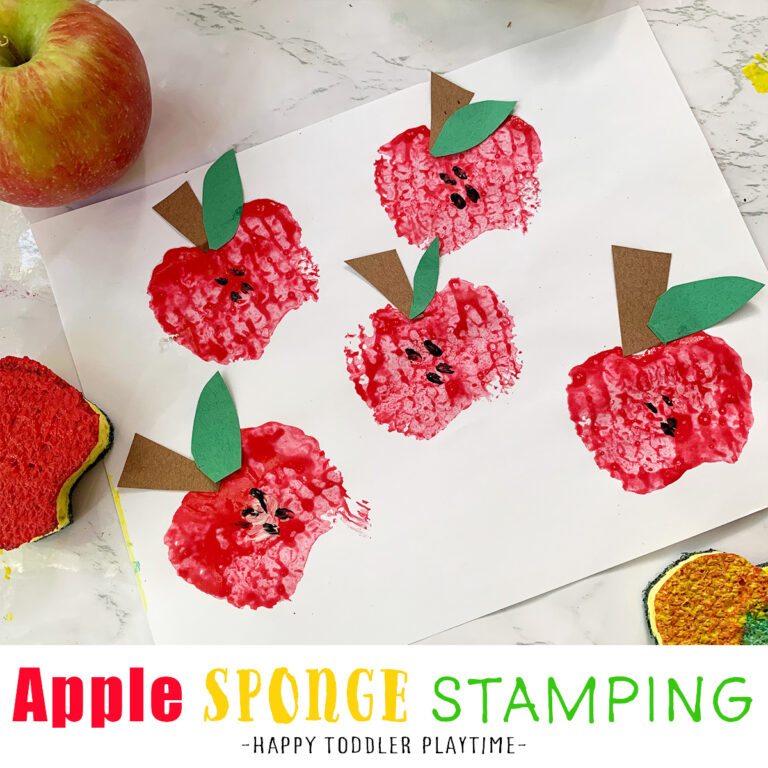 Apple Sponge Stamping Craft - Happy Toddler Playtime