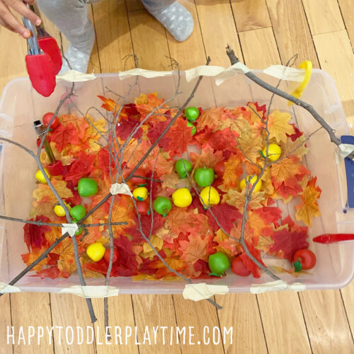 Apple Picking Sensory Bin - Happy Toddler Playtime