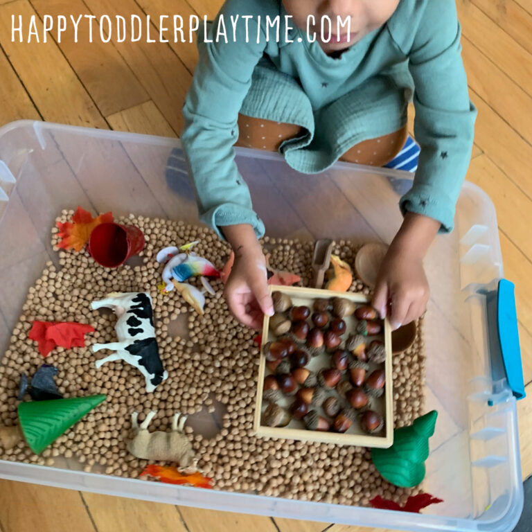Fall Harvest Farm Sensory Bin - Happy Toddler Playtime