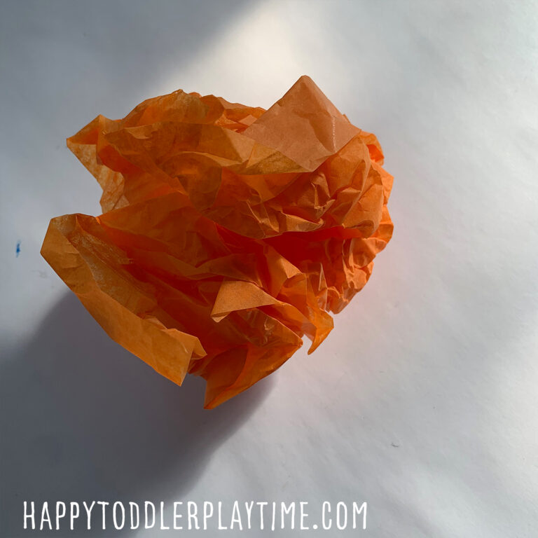 Scrunched Paper Pumpkin Craft - Happy Toddler Playtime