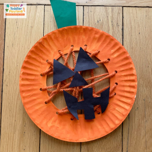 Yarn Lacing Pumpkin Craft for Kids - Happy Toddler Playtime