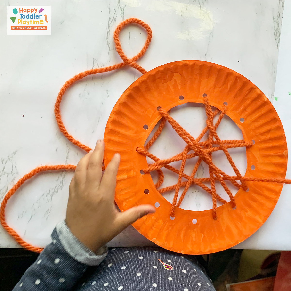 Yarn Lacing Pumpkin Craft for Kids - Happy Toddler Playtime