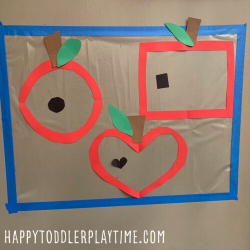 Apple Shapes Sorting Sticky Wall - Happy Toddler Playtime