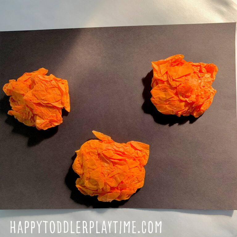 Scrunched Paper Pumpkin Craft - Happy Toddler Playtime
