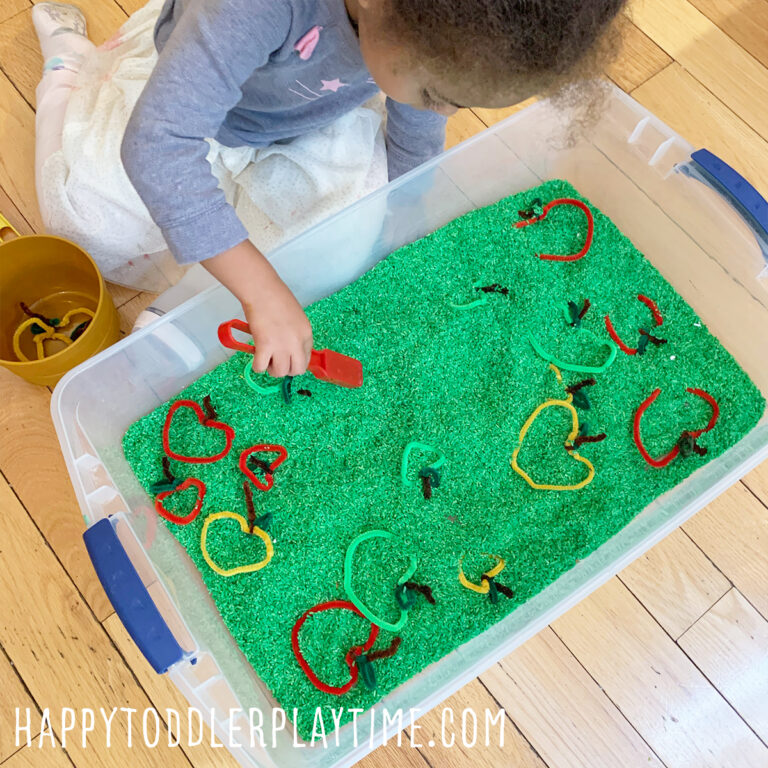 Magnetic Apple Sorting Sensory Bin - Happy Toddler Playtime