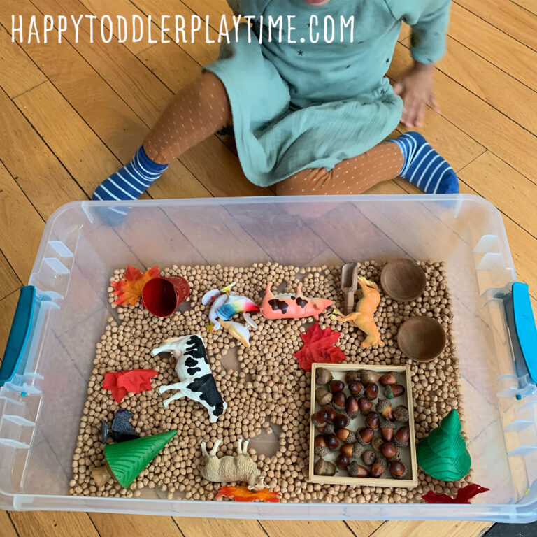 Fall Harvest Farm Sensory Bin - Happy Toddler Playtime