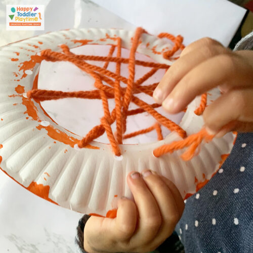 Yarn Lacing Pumpkin Craft for Kids - Happy Toddler Playtime