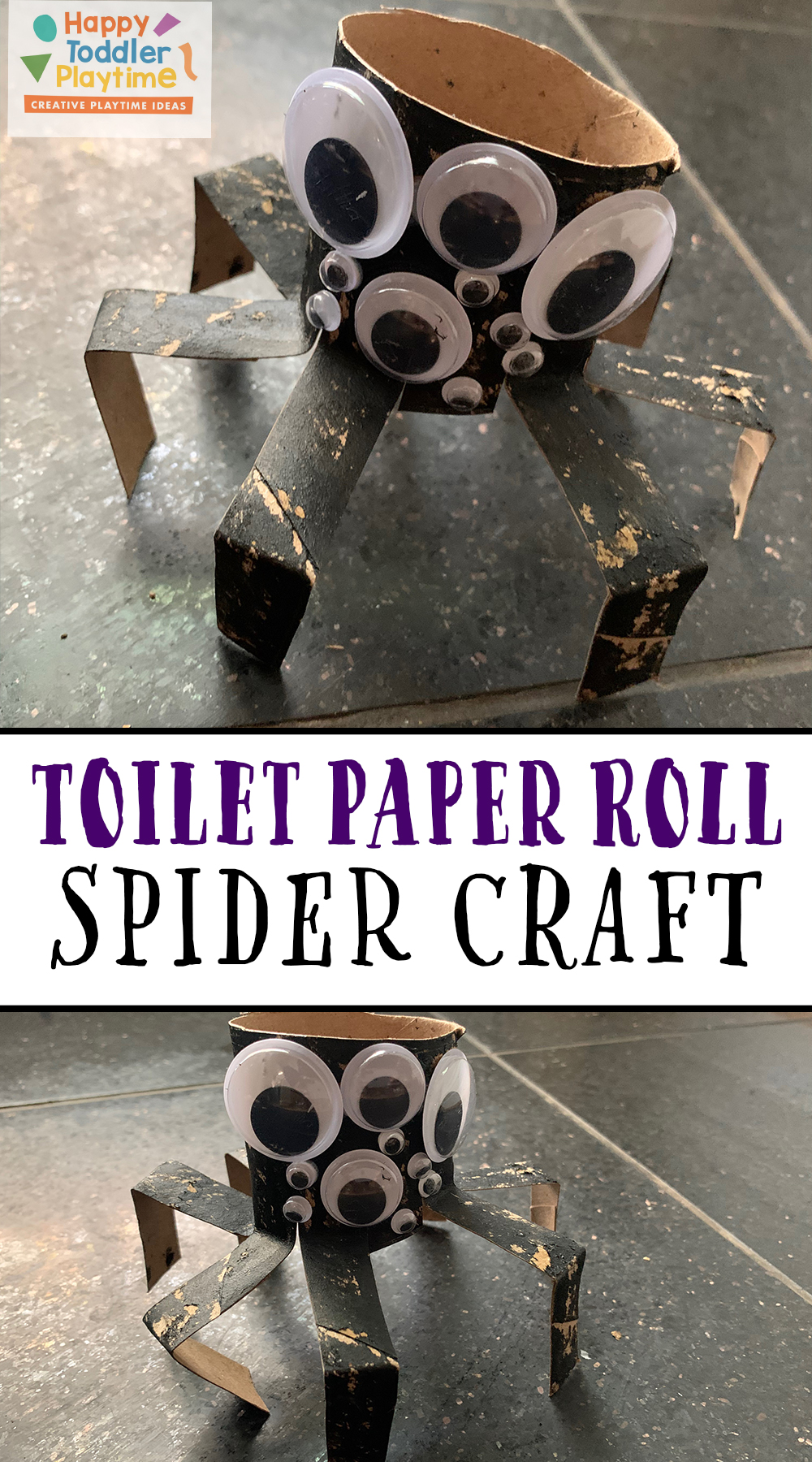 Toilet Paper Roll Spider Craft - Happy Toddler Playtime