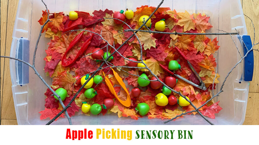 Apple Picking Sensory Bin - Happy Toddler Playtime