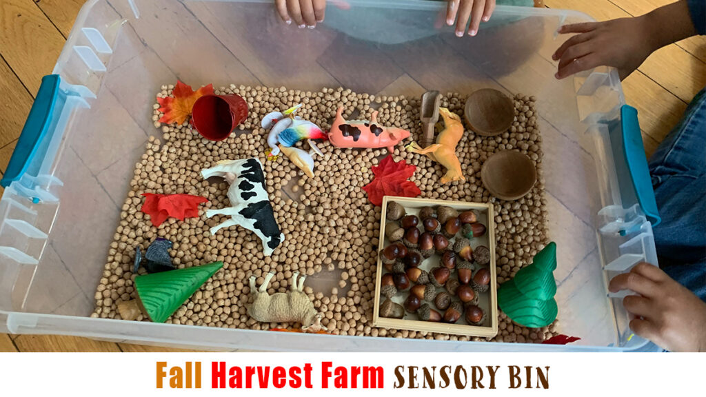 Fall Harvest Farm Sensory Bin - Happy Toddler Playtime