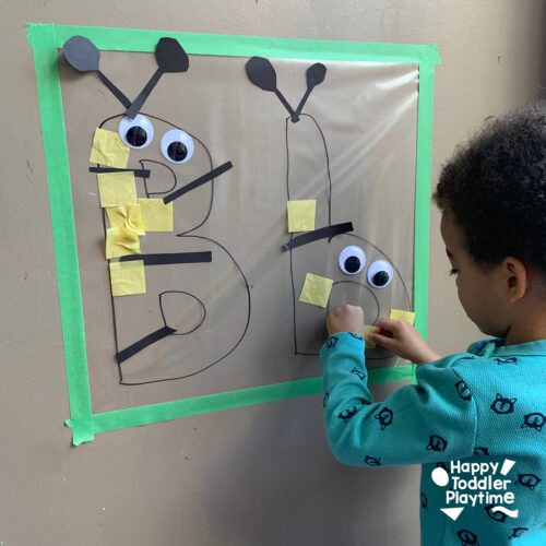 Letter Bb Sticky Wall Craft - Happy Toddler Playtime