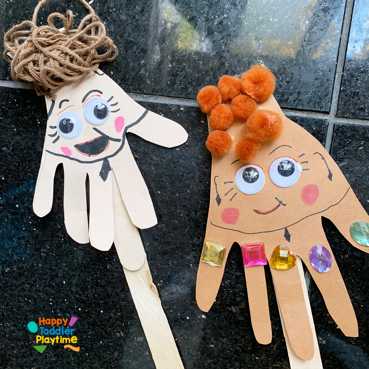 Handprint People Puppets Craft for Kids - Happy Toddler Playtime