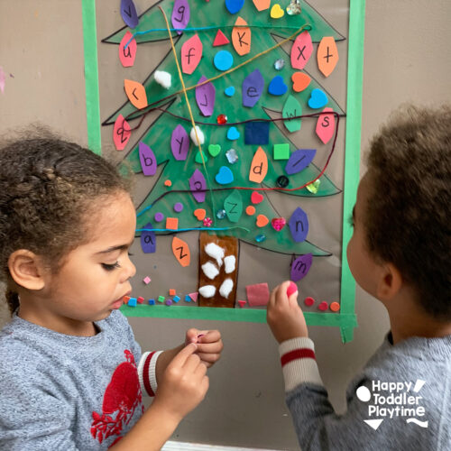 The Best Christmas Tree Sticky Wall - Happy Toddler Playtime