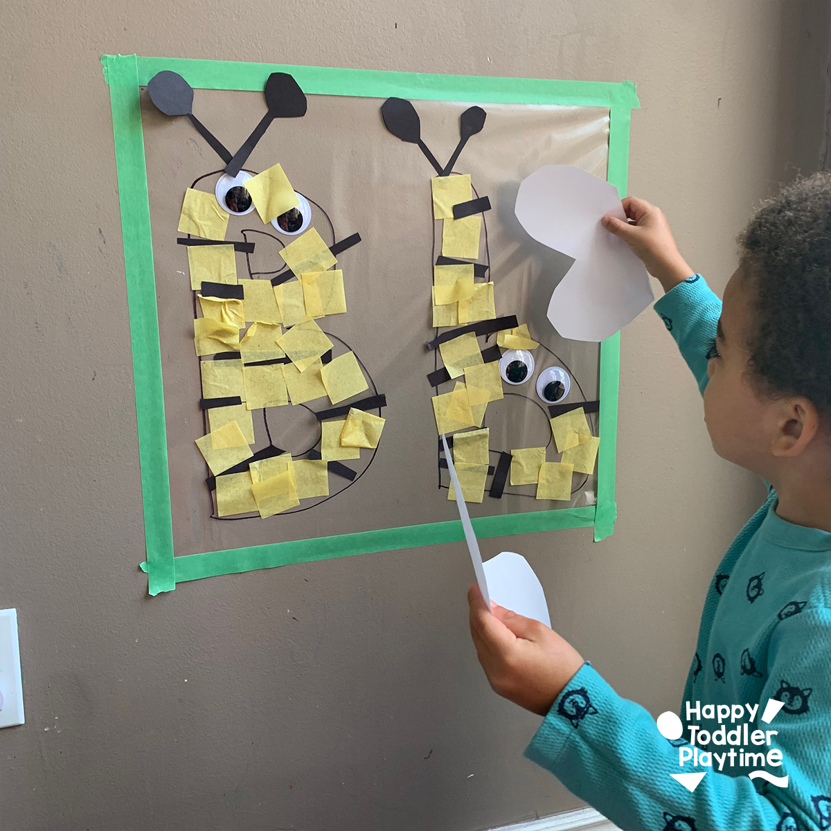 Letter Bb Sticky Wall Craft - Happy Toddler Playtime