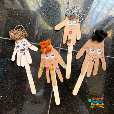 Handprint People Puppets Craft for Kids - Happy Toddler Playtime