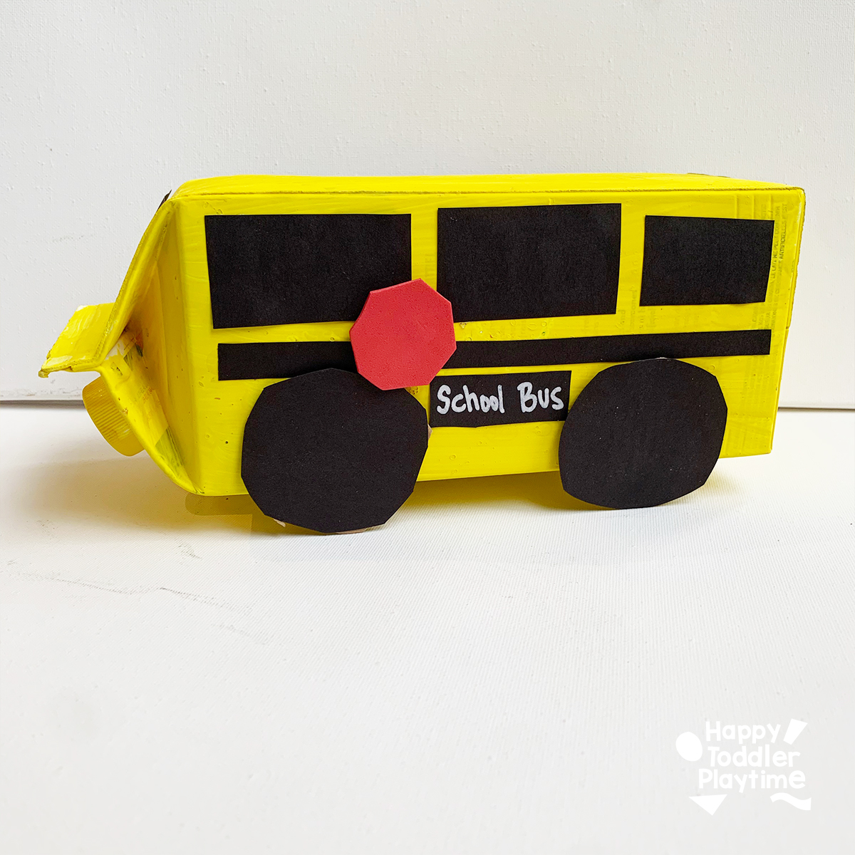 Milk Carton School Bus Craft for Kids - Happy Toddler Playtime