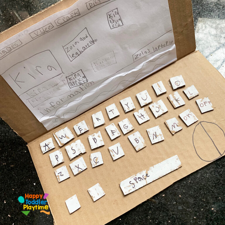 Cardboard Laptop Craft - Happy Toddler Playtime